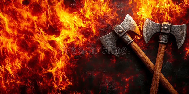 Firefighters Day Tribute with Crossed Axes and Flames for Celebration ...