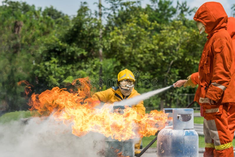 Fire demonstration stock image. Image of police, firefighter - 198649911