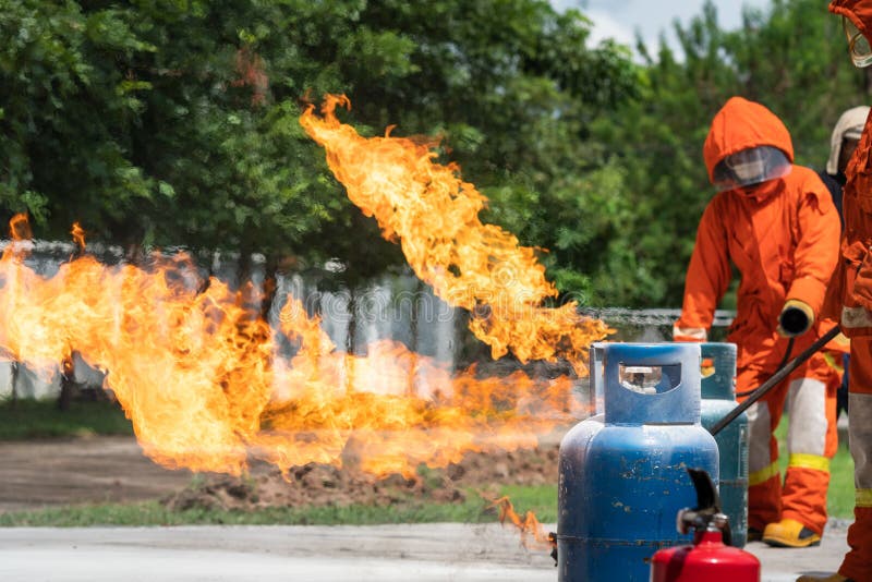 Fire demonstration stock photo. Image of rally, firefighter - 245769134