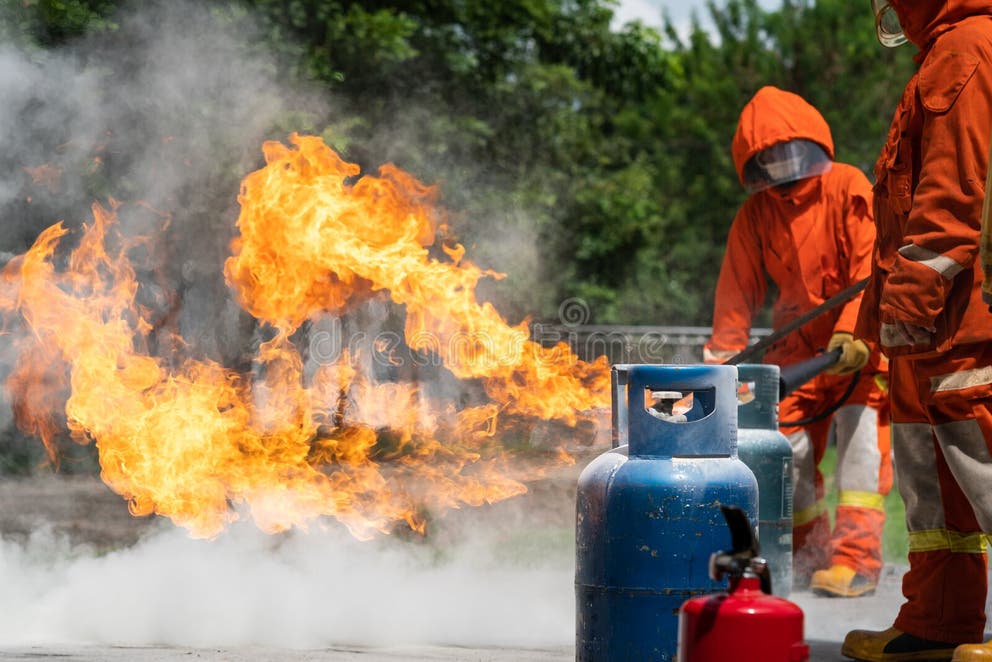 Fire demonstration stock image. Image of fire, training - 245848339