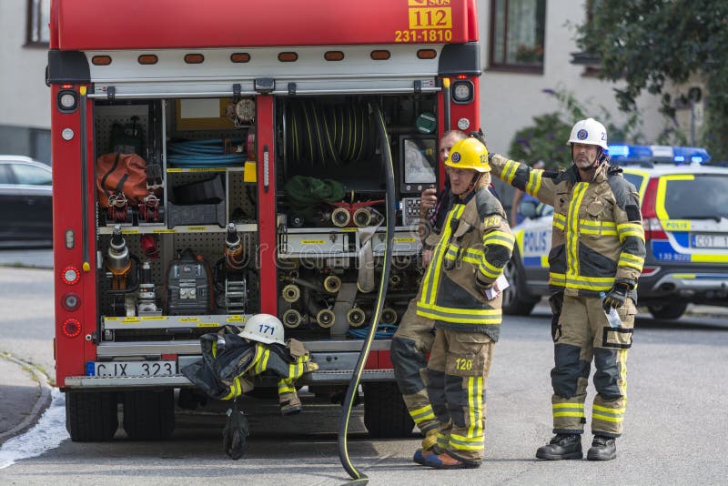 Firefighters editorial photo. Image of policecar, accident - 43896981