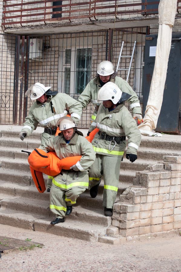 Firefighters Evacuated the Injured Editorial Stock Image - Image of ...