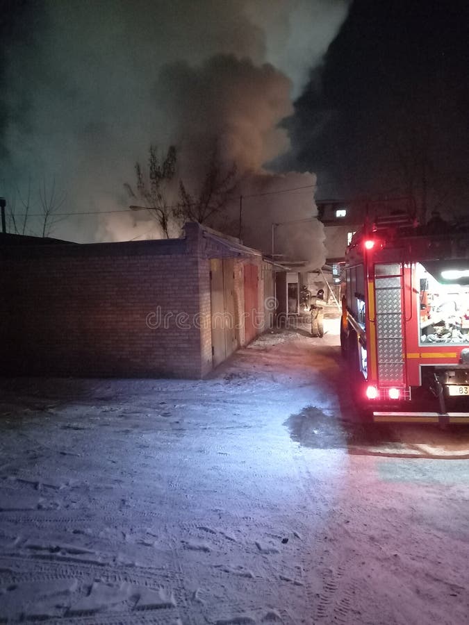 Firefighters Extinguish a Burning Bus Stock Photo - Image of chemist ...