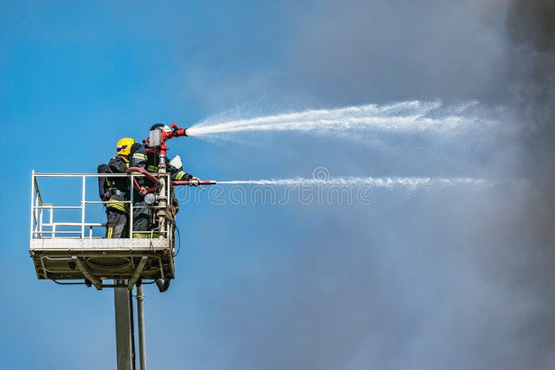 Firefighters Extinguish a Fire. Stock Image - Image of home, high ...