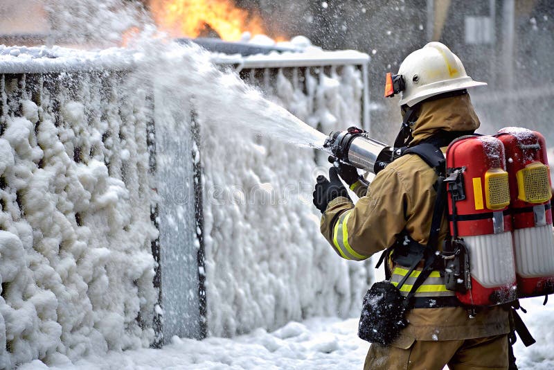 Firefighters Extinguish the Fire Stock Illustration - Illustration of ...