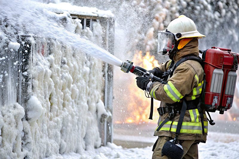 Firefighters Extinguish the Fire Stock Illustration - Illustration of ...