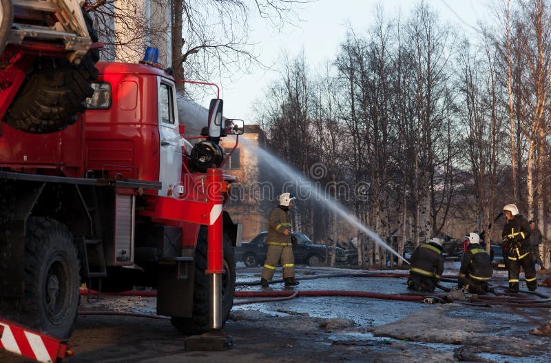 Firefighters Extinguish a Fire Editorial Stock Photo - Image of home ...