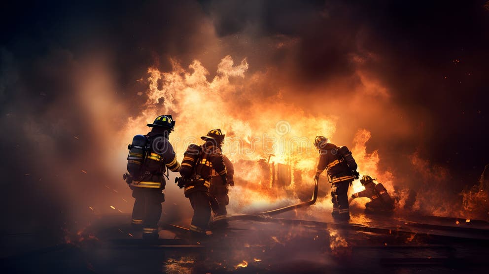 Firefighters Extinguish a Fire. Neural Network AI Generated Stock Photo ...