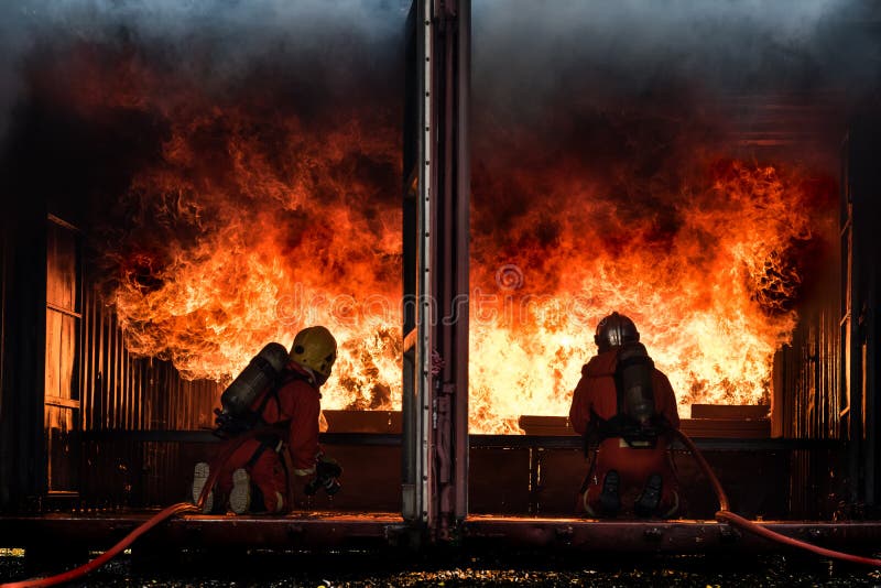Firefighters Extinguished the Fire Stock Image - Image of yellow, hose ...