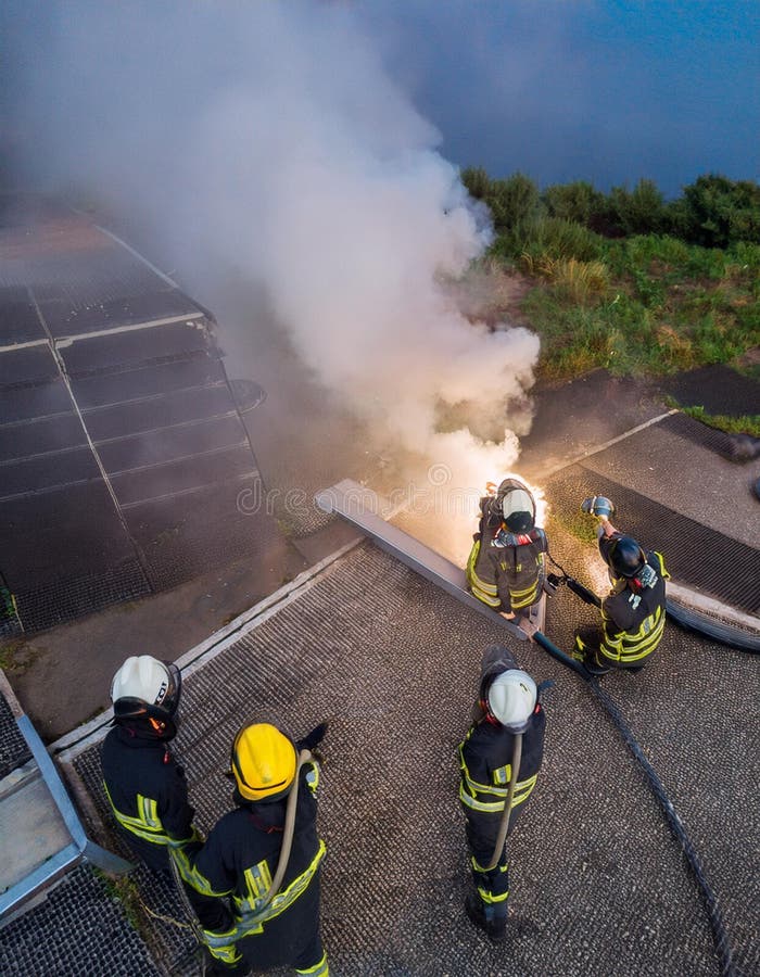 Firefighters Extinguishing Fire, AI Generated Stock Illustration ...