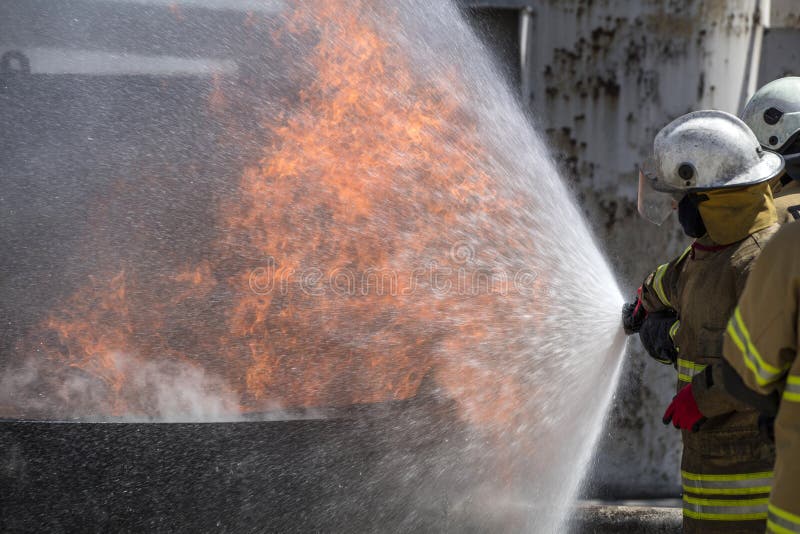 Firefighters Extinguishing House Fire. Editorial Photography - Image of ...