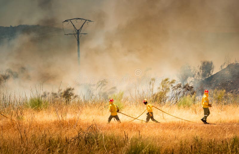 Firefighters Fighting Fire. Stock Image - Image of firefighting, hose ...
