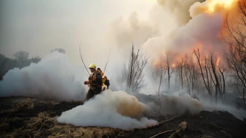 Firefighters at Work Saving People from Fire during a Fire Stock Video ...