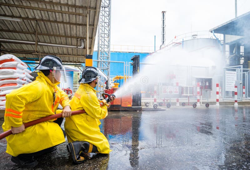 Firefighters Fighting Fire during Training Editorial Stock Photo ...