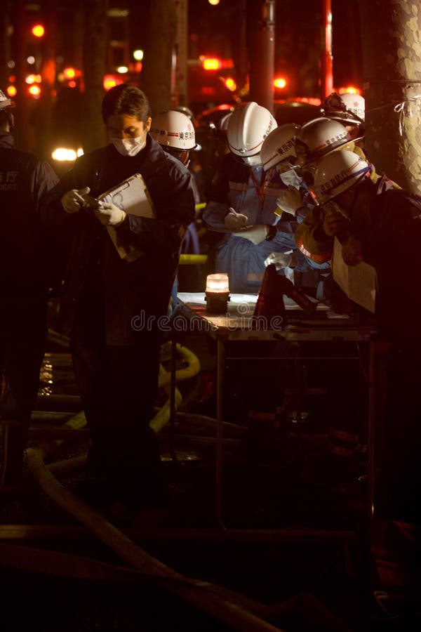 Firefighters fire in Tokyo editorial stock photo. Image of hose - 28347103