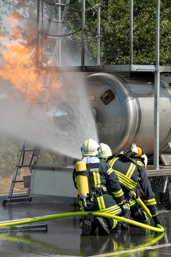 Firefighters at the Firefighting Stock Image - Image of notarzt ...