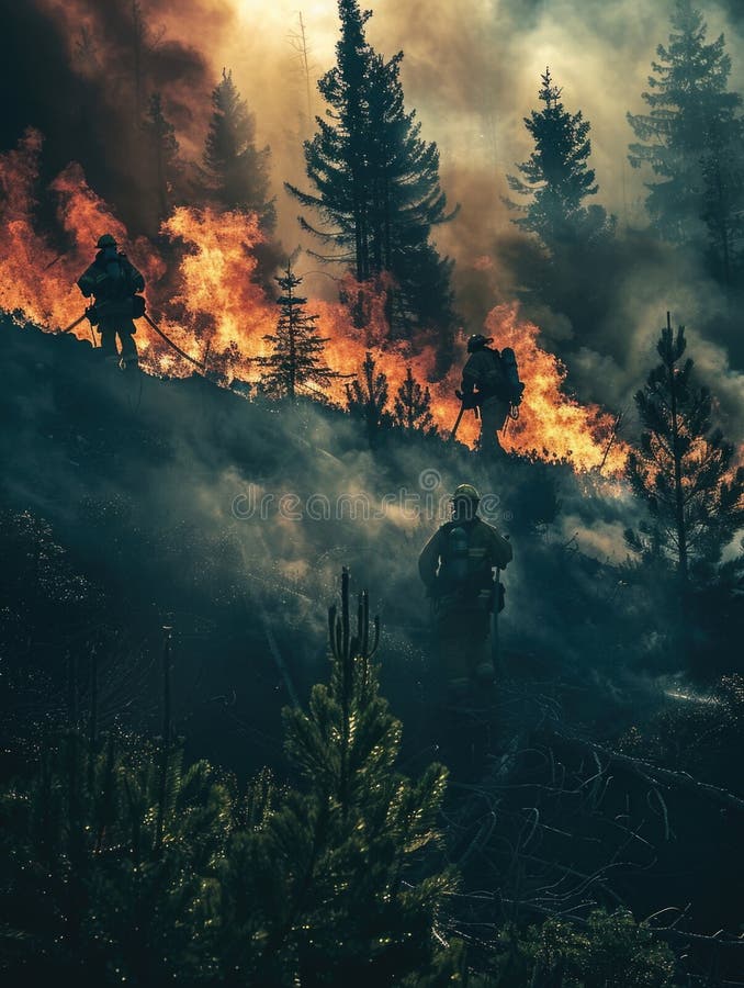 Firefighters on Hill stock photo. Image of team, shot - 375650000