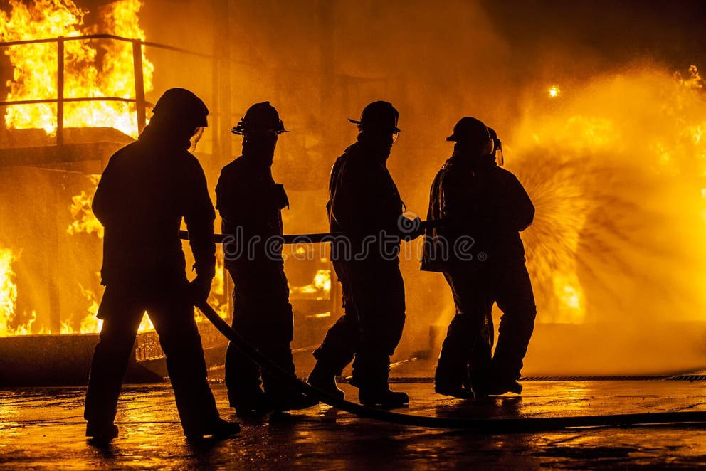 Firefighters Hosing Down Fire Editorial Stock Photo - Image of hosing ...
