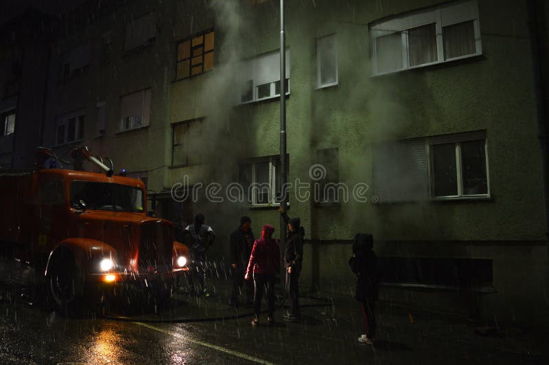 Firefighters on the Intervention Editorial Photo - Image of ...