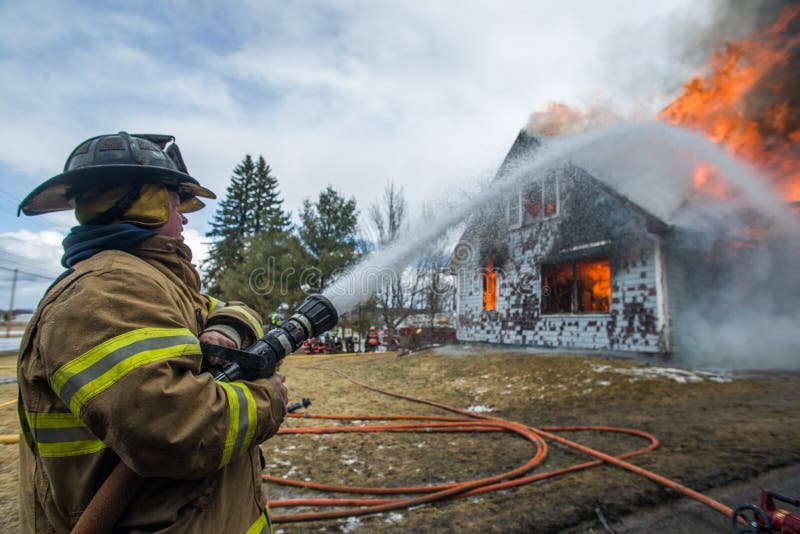 Firefighters at Live Burn Training Editorial Photography - Image of ...