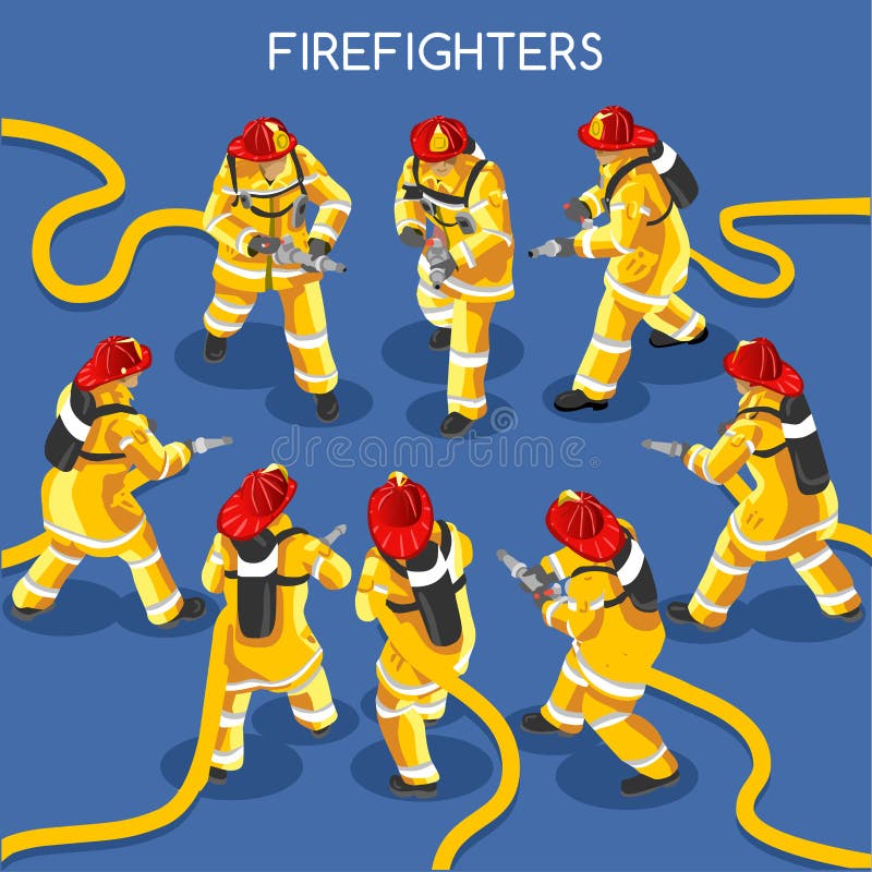Firefighters 01 People Isometric Stock Vector - Illustration of ...