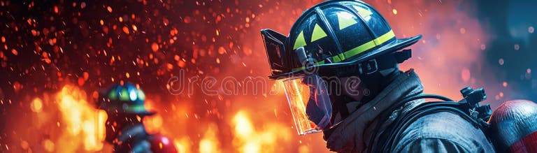 Firefighters in Protective Gear Battling Flames with Augmented Reality ...