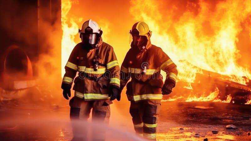 Firefighters Put Out a Burning Building. Burning Building. Fire in the ...