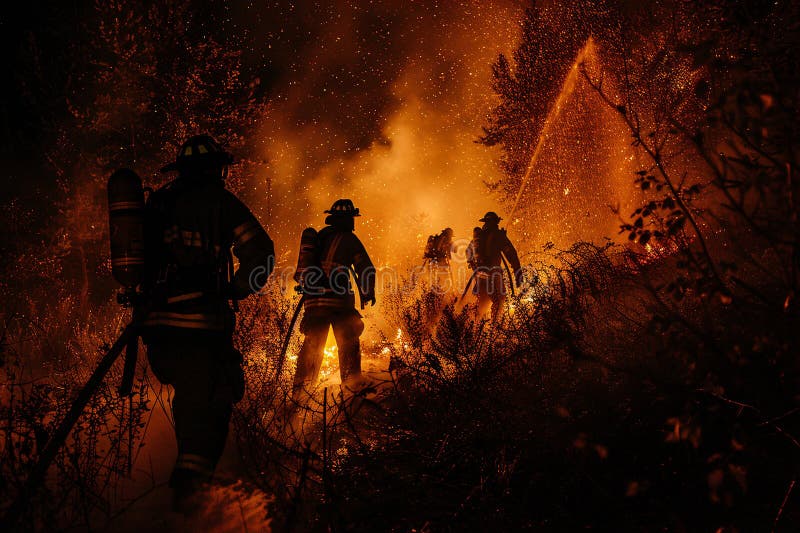 Firefighters Putting Out a Fire in the Forest Stock Illustration ...