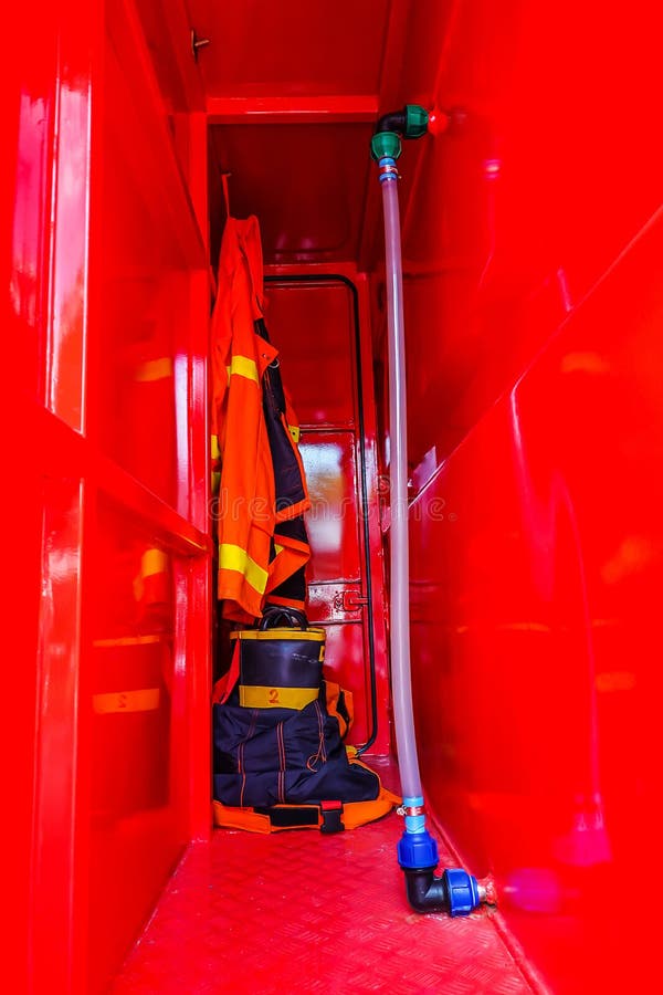 Firefighters in Red Fire-proof Uniform Stock Image - Image of ...