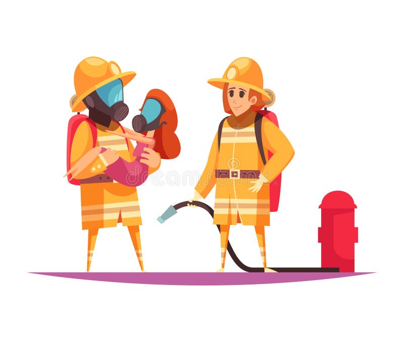 Firefighters Saving People Composition Stock Vector - Illustration of ...