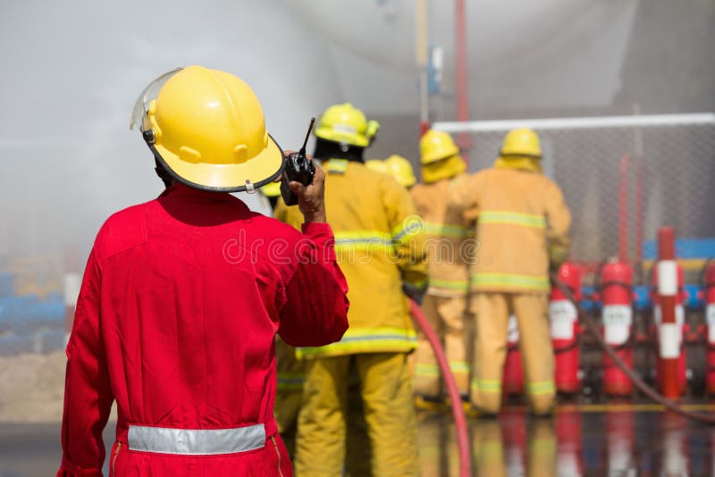 Firefighters Spray Water in Fire Extinguishers Caused by Explosive Gas ...