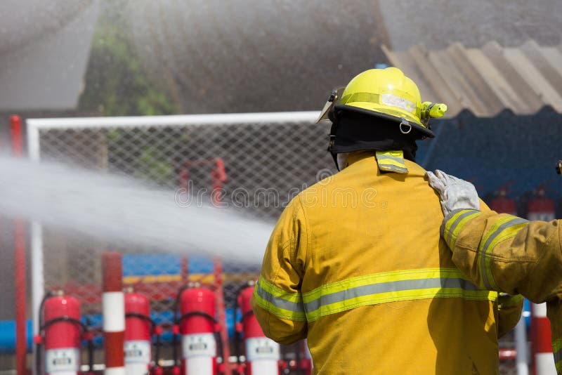 Firefighters Spray Water in Fire Extinguishers Caused by Explosive Gas ...