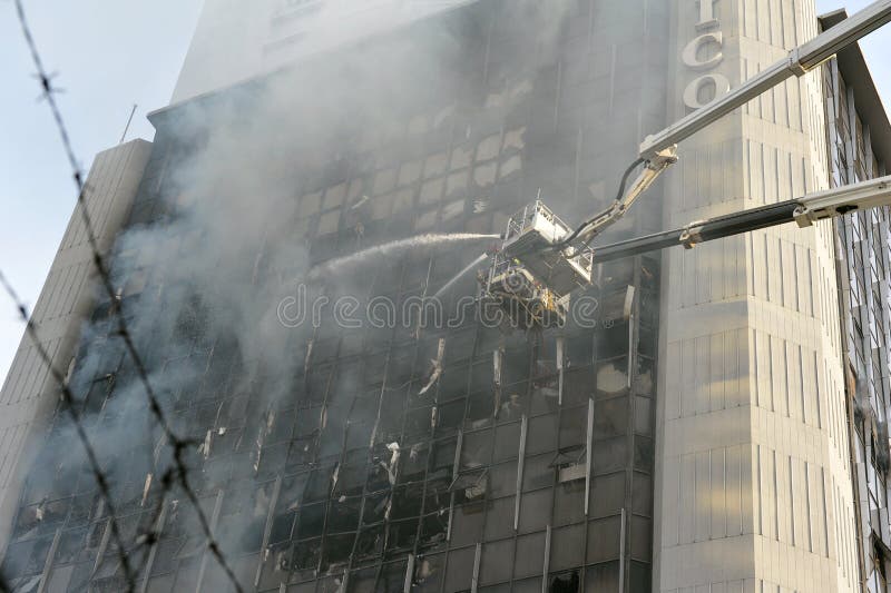 Building on Fire stock photo. Image of fighters, park - 11434552