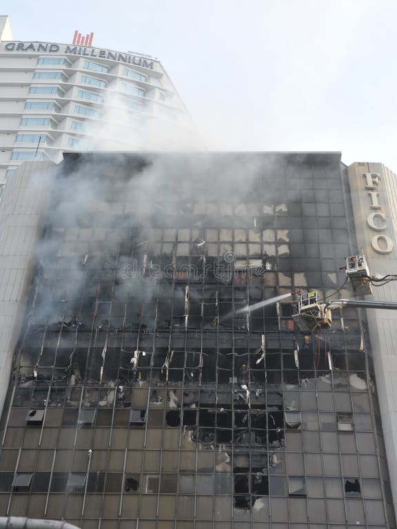 Firefighters Tackle a Blaze in an Office Block Editorial Stock Photo ...