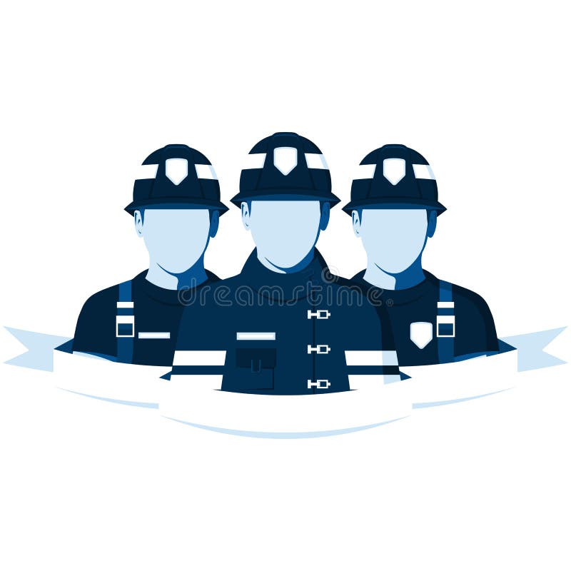 Firefighters Team Isolated on White Stock Vector - Illustration of ...