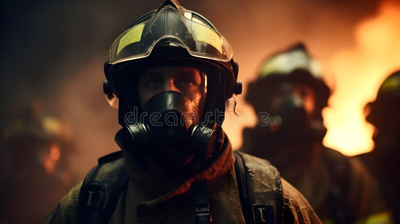 Firefighters, Team of Men Fighting Fire Stock Illustration ...