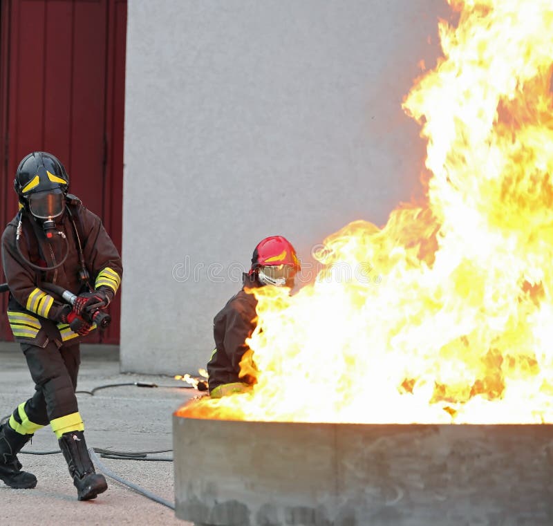 Firefighters during a Training Exercise Off a Huge Fire in the B Stock ...