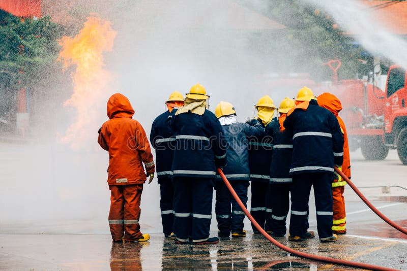 Firefighters training stock photo. Image of drill, firefighters - 100778622