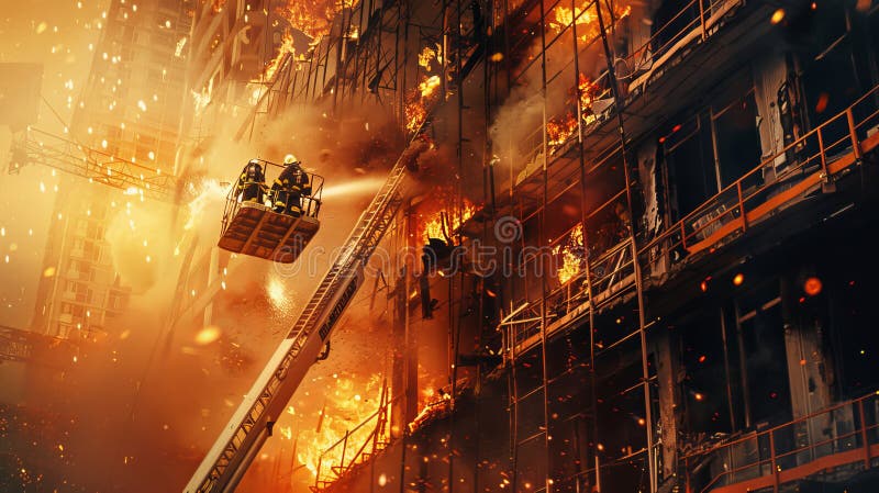Firefighters Using a Cinematic Lift To Extinguish Building Fire in High ...