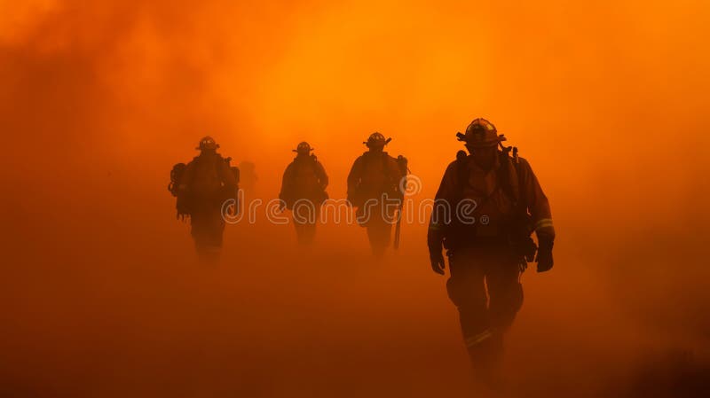 Brave Firefighter Walking Intense Blaze Smoke Fire Emergency Rescue Ai ...