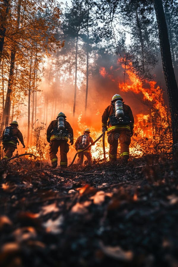 Firefighters in Woods stock photo. Image of rescue, uniform - 388296068