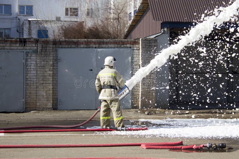 Firefighters at work. editorial photography. Image of performers ...