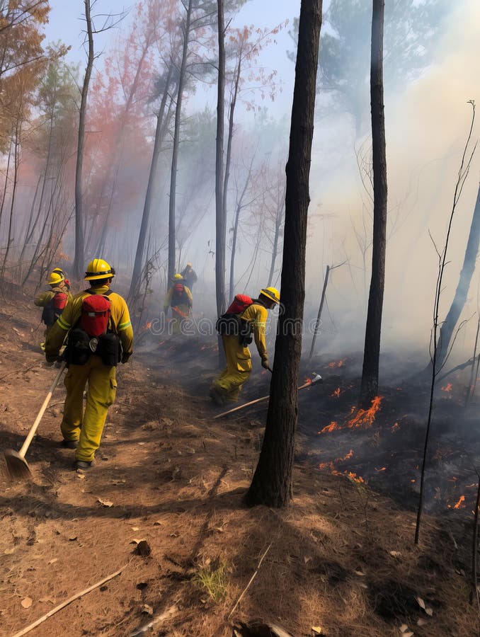 Firefighters Work To Control Forest Fire Stock Image - Image of ...