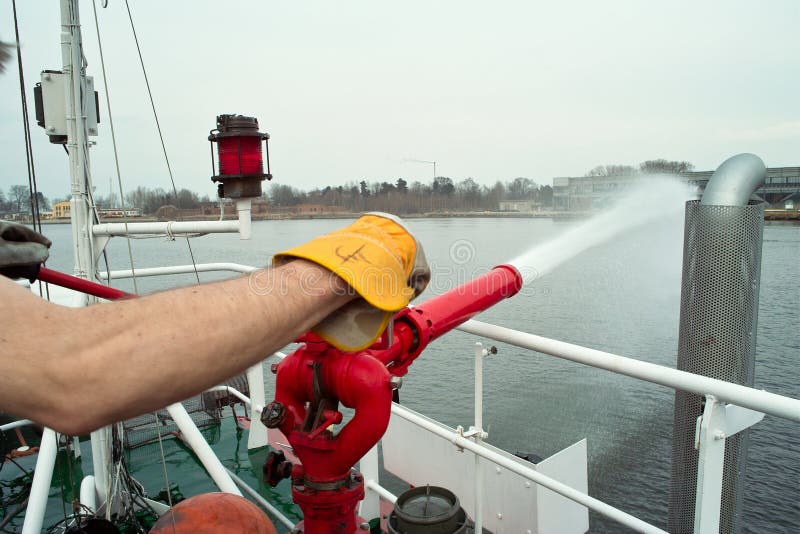 Firefighting boat stock image. Image of fights, hold - 15171651