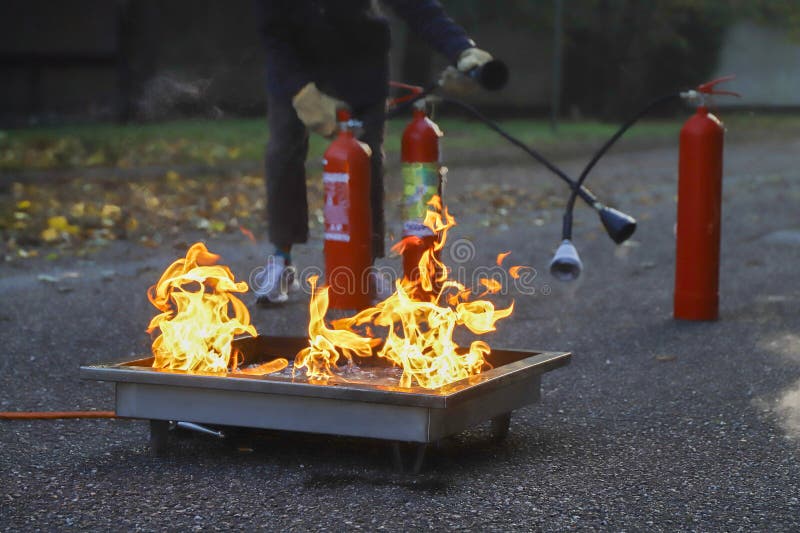 Corporate Safety - Exercise during a Firefighting Course Stock Photo ...