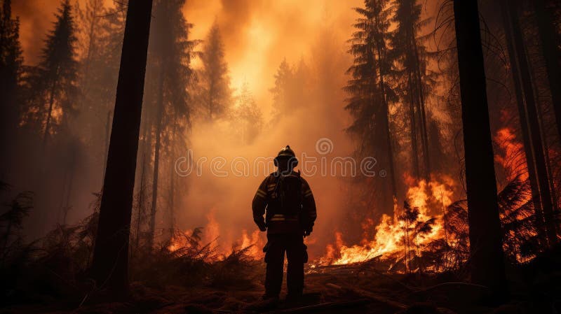 Firefighting Forest Fire Close-up Stock Illustration - Illustration of ...