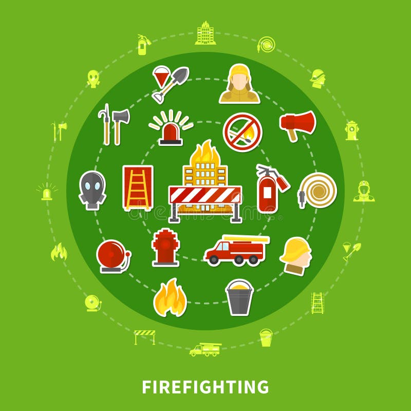 Firefighting icons set stock vector. Illustration of computer - 41976937