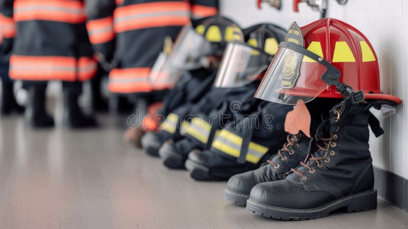 Firefighting Gear Prepared for Training Exercise at Local Fire Station ...