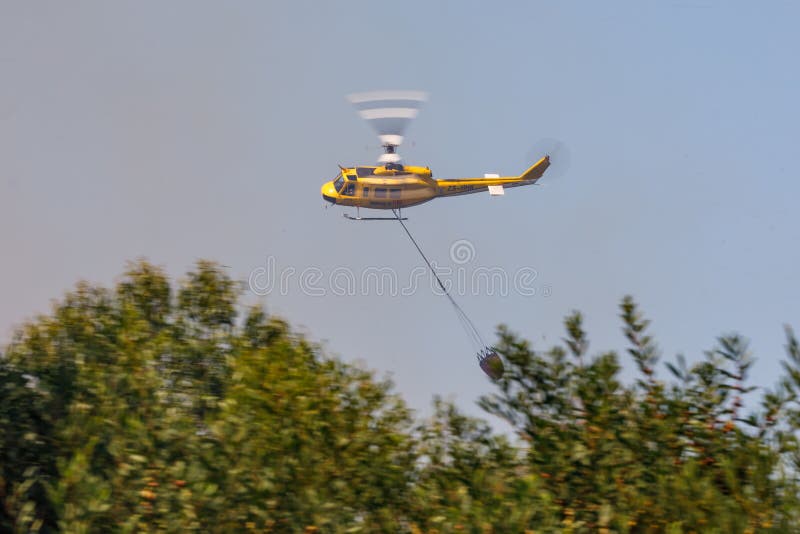 Firefighting Helicopter Extinguishes a Fire Editorial Stock Photo ...