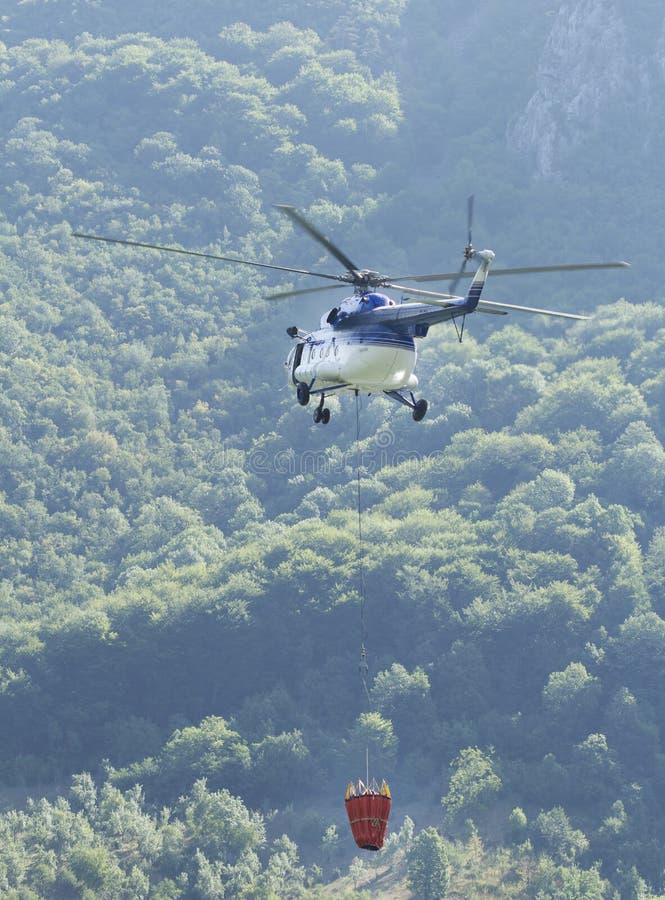 Firefighting Helicopter in Flight Stock Image - Image of firefighting ...